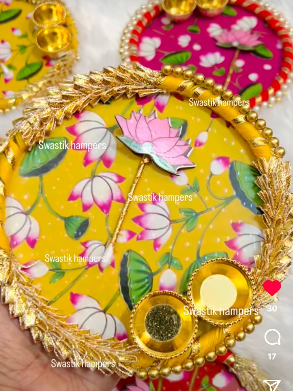 Lotus tilak plate with stick – Swastik Hampers