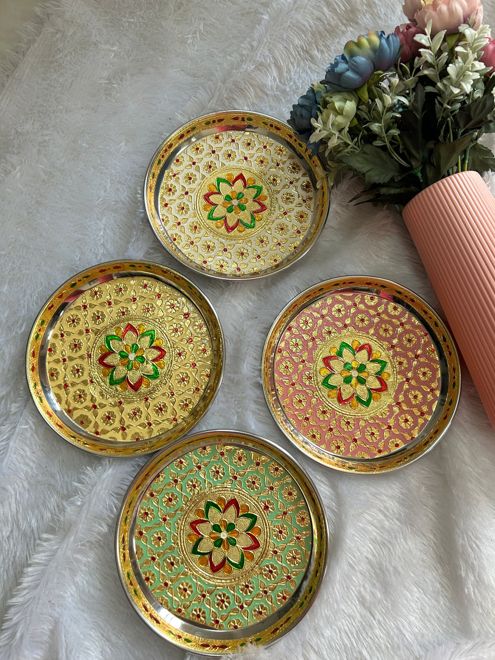 Meenakari Steel Plate – 7 Inch – Swastik Hampers